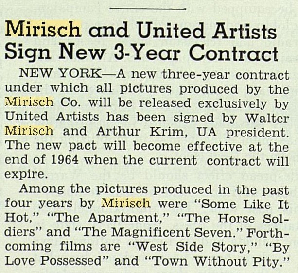 Hollywood Myths No 1 – The Mirisch Brothers – The Magnificent 60s
